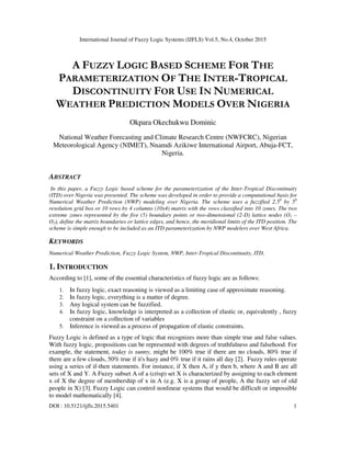A FUZZY LOGIC BASED SCHEME FOR THE PARAMETERIZATION OF THE INTER-TROPICAL DISCONTINUITY FOR USE ...
