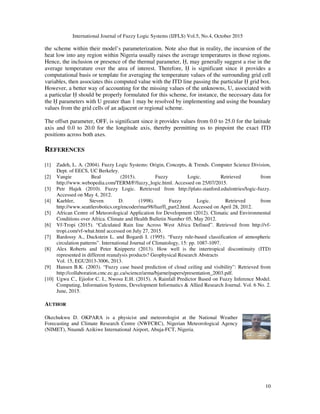 A FUZZY LOGIC BASED SCHEME FOR THE PARAMETERIZATION OF THE INTER-TROPICAL DISCONTINUITY FOR USE ...