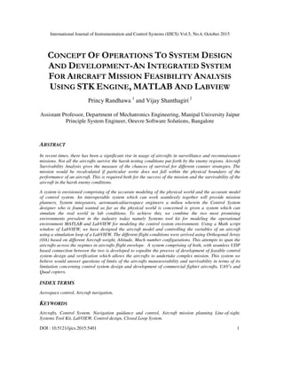 CONCEPT OF OPERATIONS TO SYSTEM DESIGN AND DEVELOPMENT-AN INTEGRATED SYSTEM FOR AIRCRAFT MISSION ...