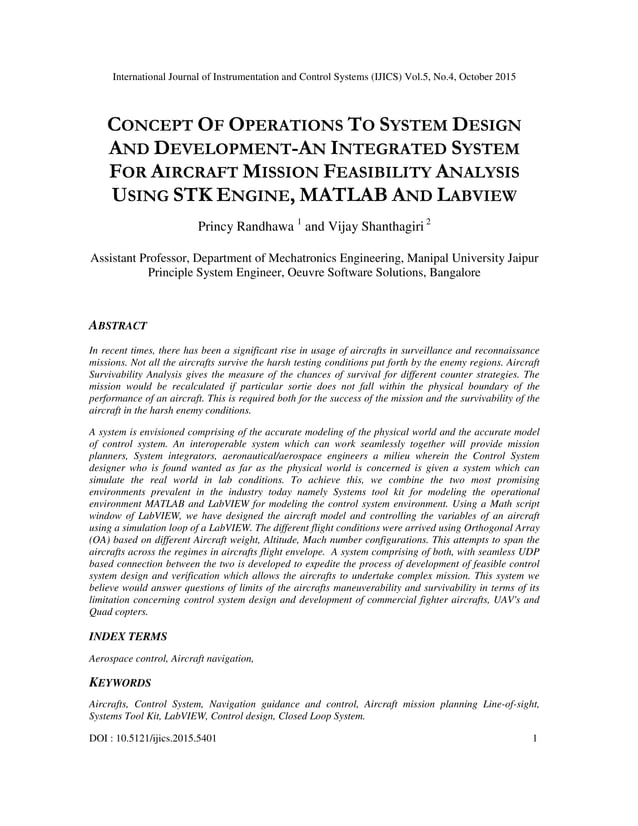 CONCEPT OF OPERATIONS TO SYSTEM DESIGN AND DEVELOPMENT-AN INTEGRATED ...
