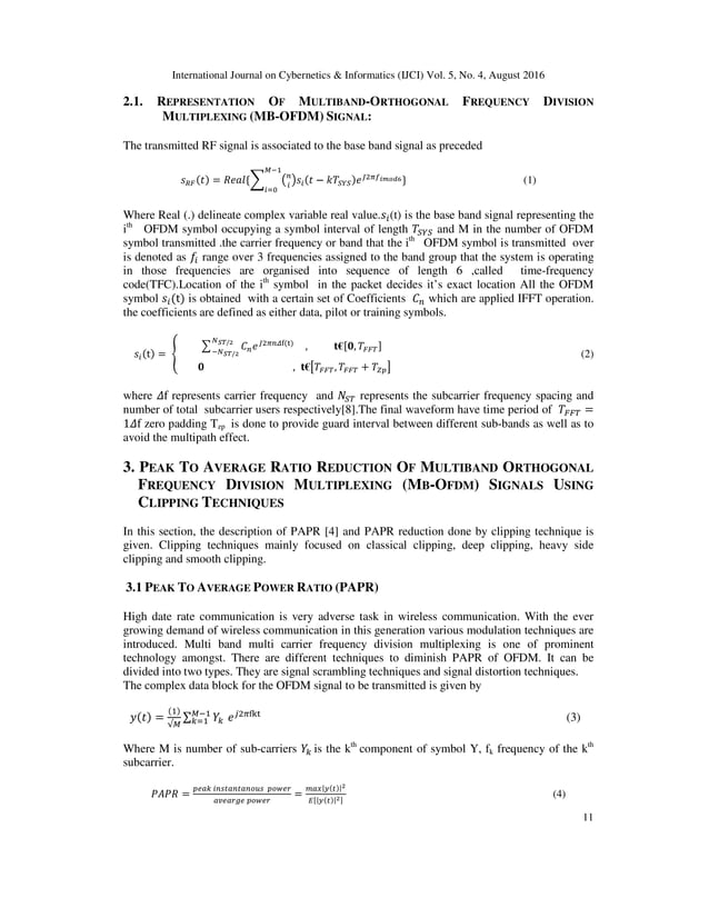 Performance Analsis of Clipping Technique for Papr Reduction of MB-OFDM UWB Signals | PDF
