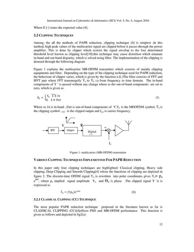Performance Analsis Of Clipping Technique For Papr Reduction Of Mb Ofdm
