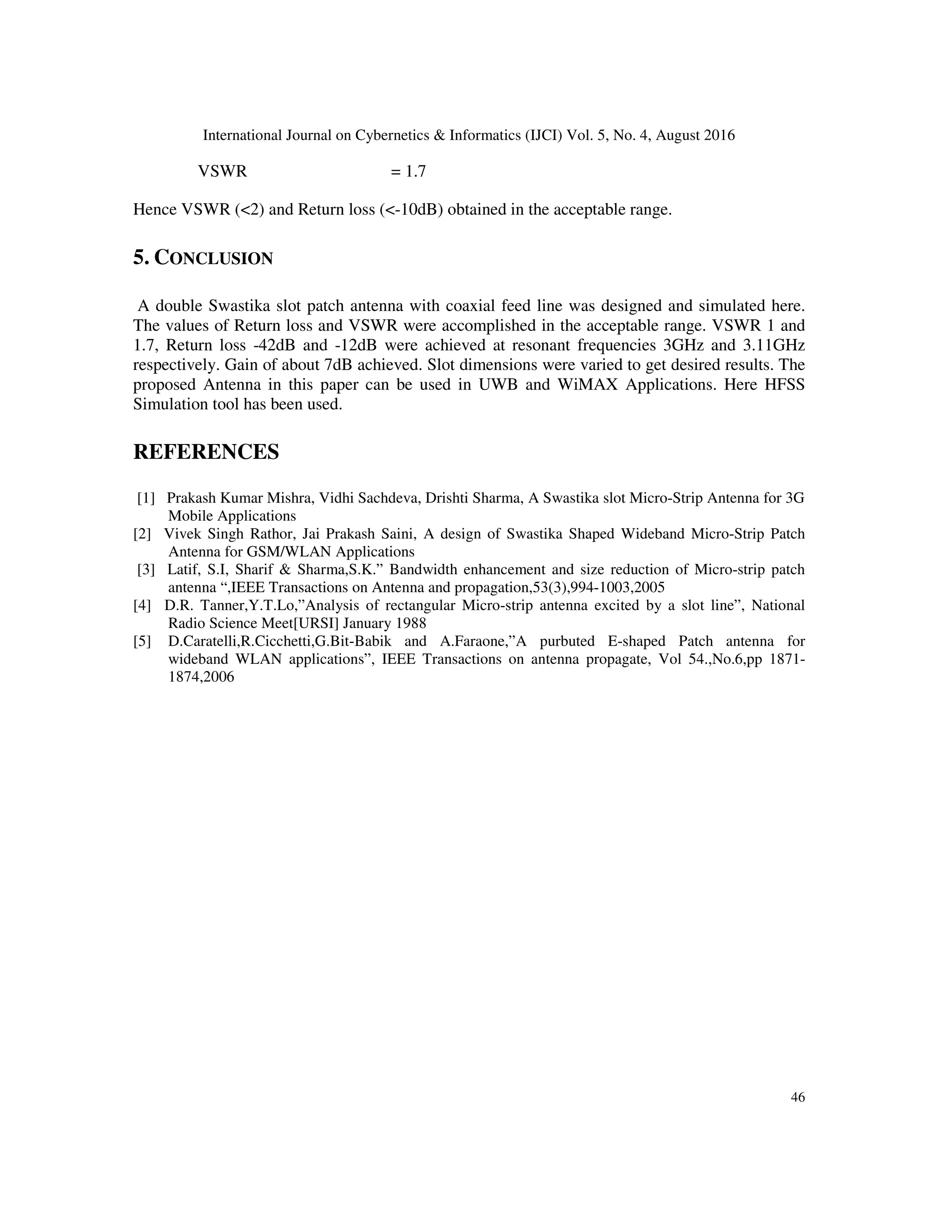 A Design of Double Swastika Slot Microstrip Antenna for Ultra Wide Band ...