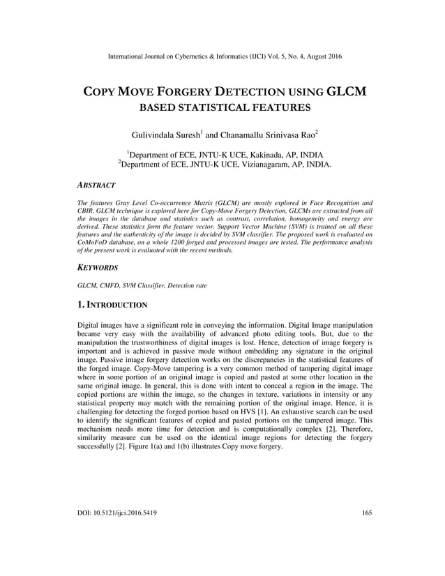 Copy Move Forgery Detection Using Glcm Based Statistical Features Pdf