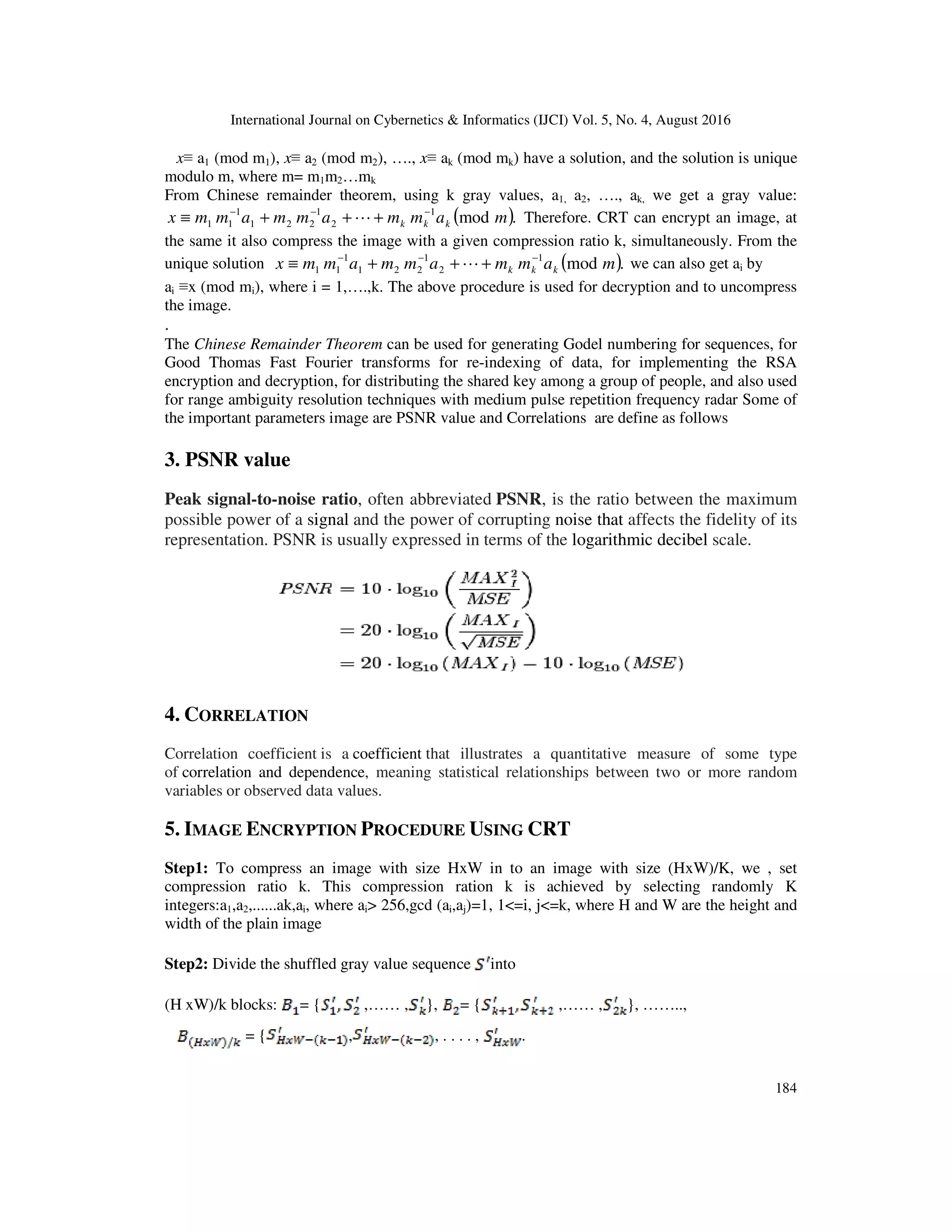 Performance Analysis of CRT for Image Encryption | PDF