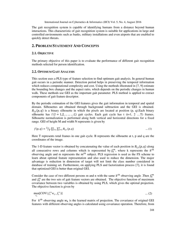 Gait Based Person Recognition Using Partial Least Squares Selection Scheme | PDF