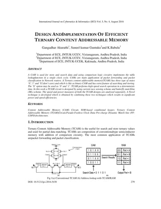 Design and Implementation of Efficient Ternary Content Addressable Memory | PDF