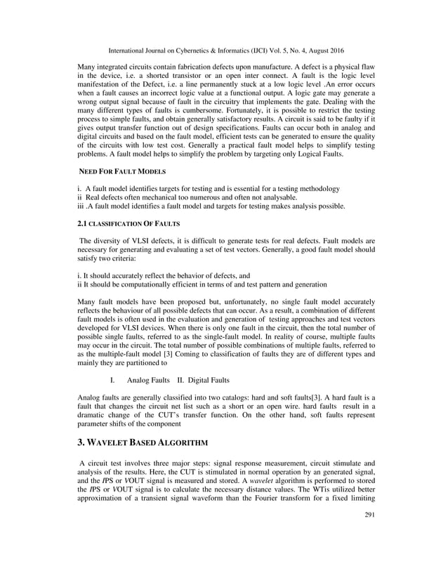 Wavelet Based On The Finding Of Hard And Soft Faults In Analog And Digital Signal Circuits Pdf