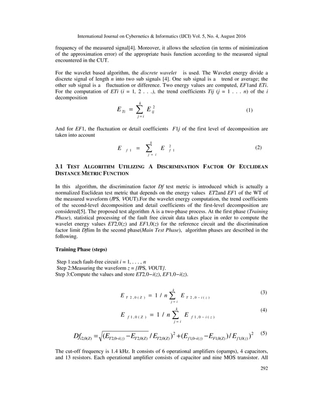 Wavelet Based on the Finding of Hard and Soft Faults in Analog and Digital Signal Circuits | PDF