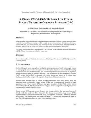 A 130-NM CMOS 400 MHZ 8-Bit Low Power Binary Weighted Current Steering DAC | PDF