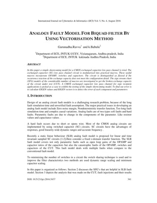 Analogy Fault Model for Biquad Filter by Using Vectorisation Method | PDF