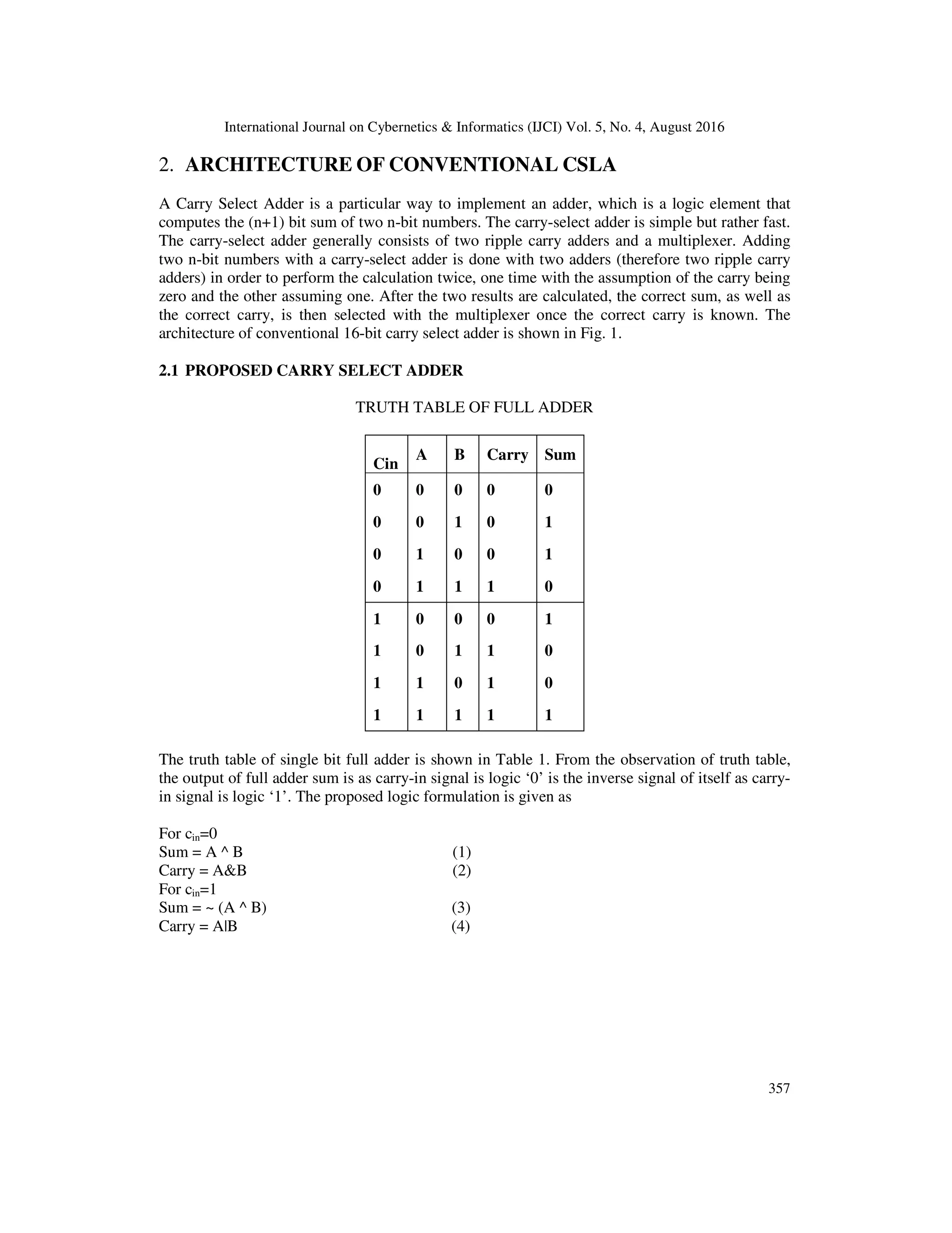 128 Bit Area Efficient Reconfigurable Carry Select Adder Pdf