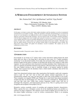 A WIRELESS FINGERPRINT ATTENDANCE SYSTEM | PDF