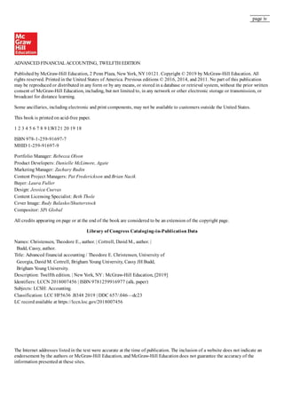 Advanced Financial Accounting Theodore E. Christensen | PDF