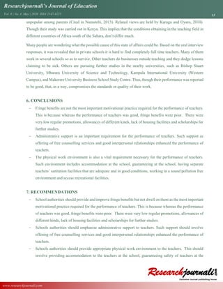 Fringe Benefits, Administrative Support And Physical Work Environment ...