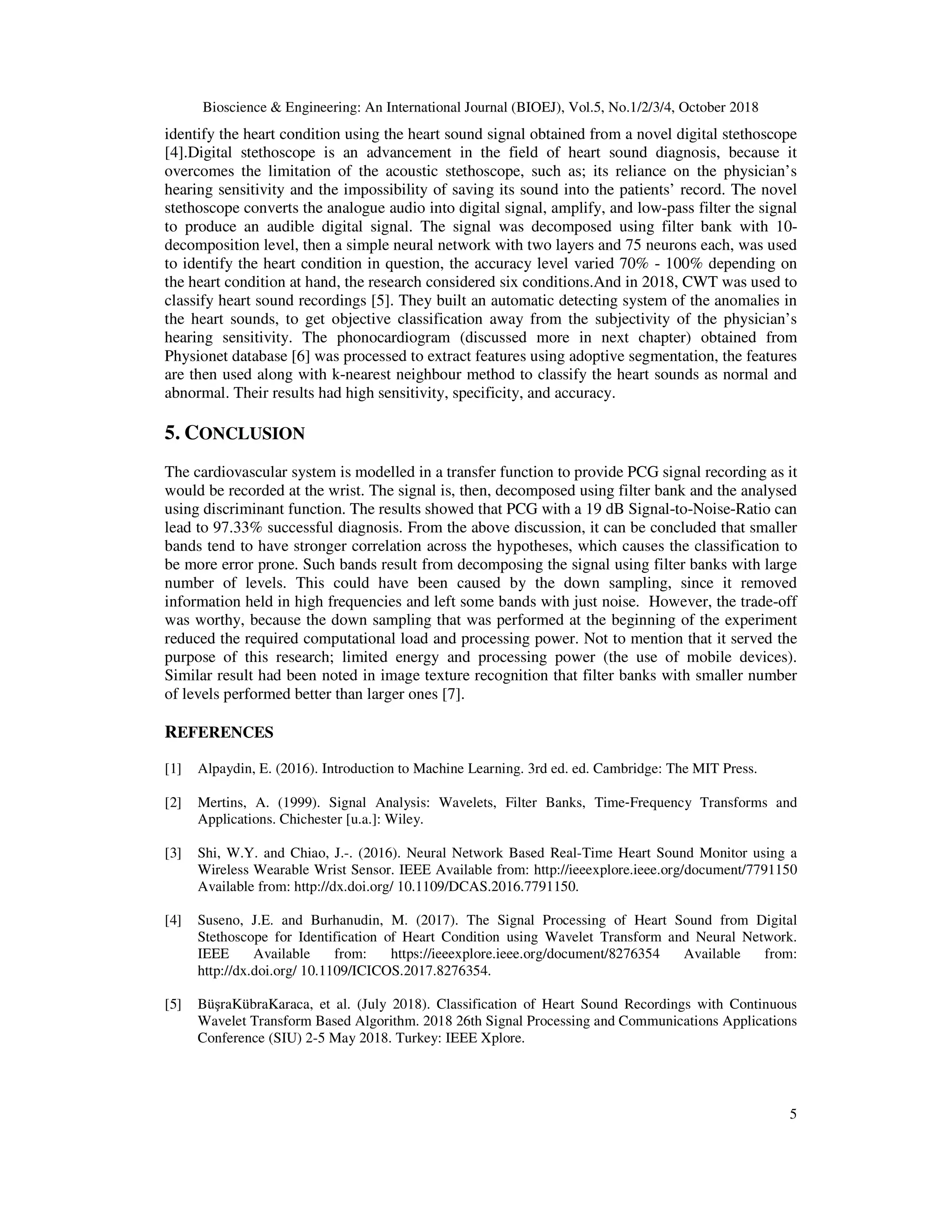 Phonocardiogram Based Diagnosis Using Machine Learning Parametric