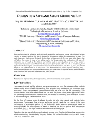DESIGN OF A SAFE AND SMART MEDICINE BOX | PDF