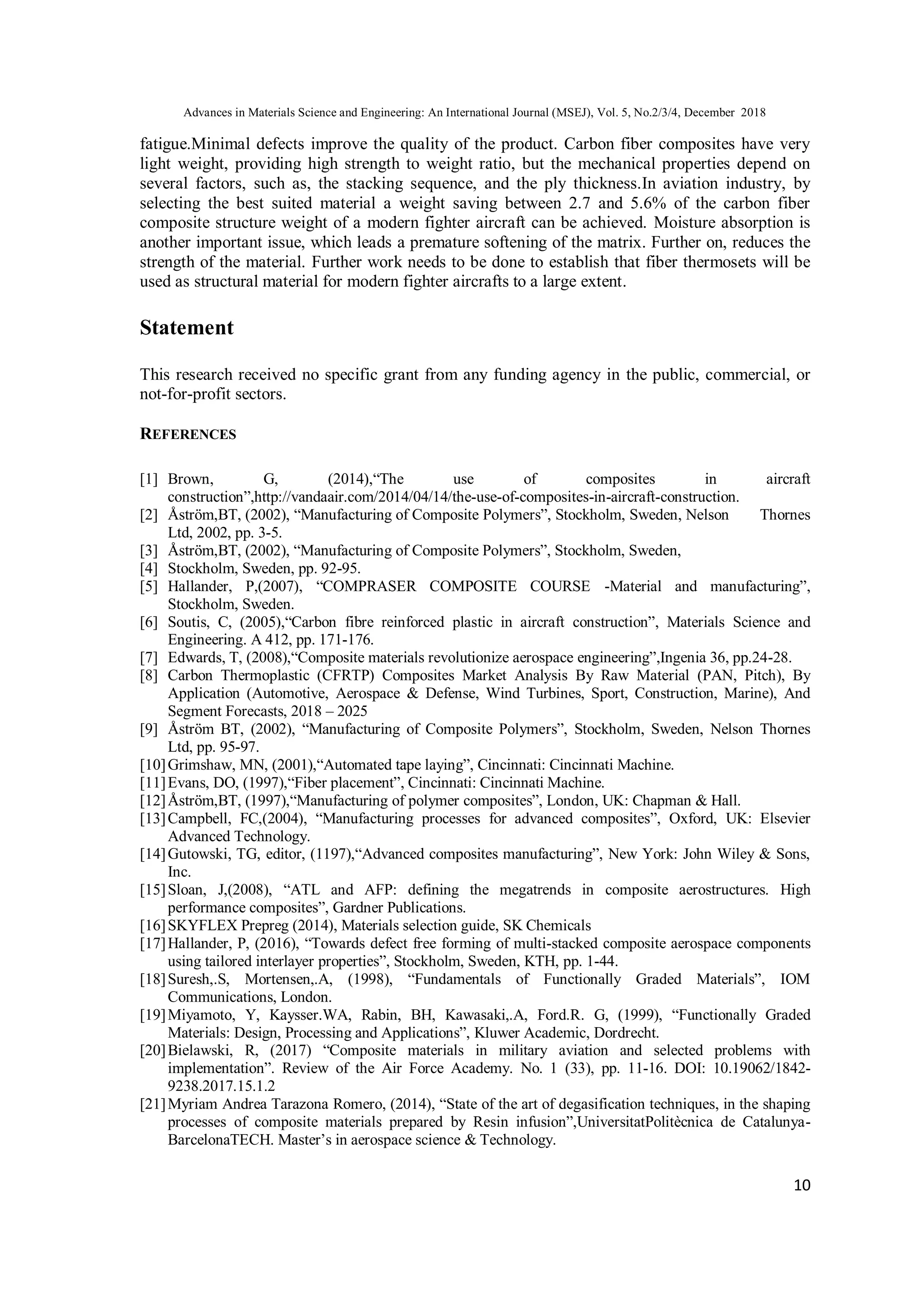 CRITERIA FOR THE SELECTION OF CARBON FIBER COMPOSITE MATERIALS FOR ...