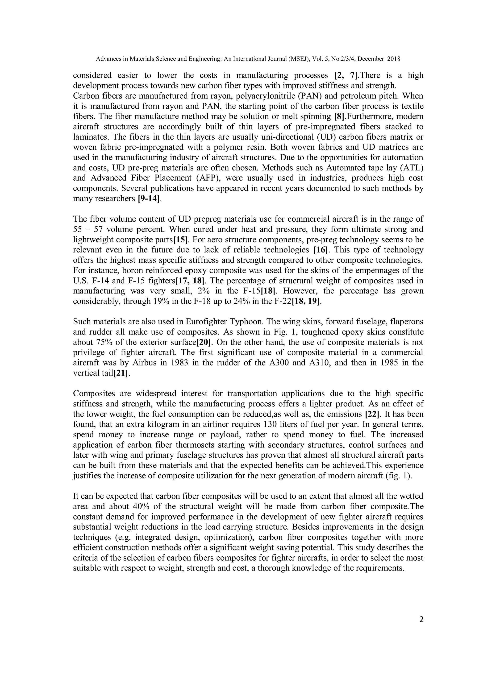 CRITERIA FOR THE SELECTION OF CARBON FIBER COMPOSITE MATERIALS FOR ...