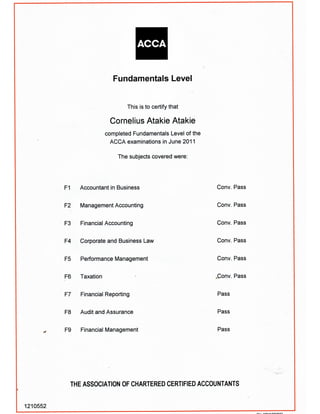 ACCA Certificate | PDF