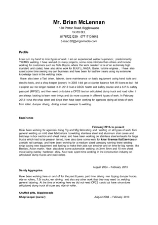 A CV for Brian McLennan 11 | DOCX