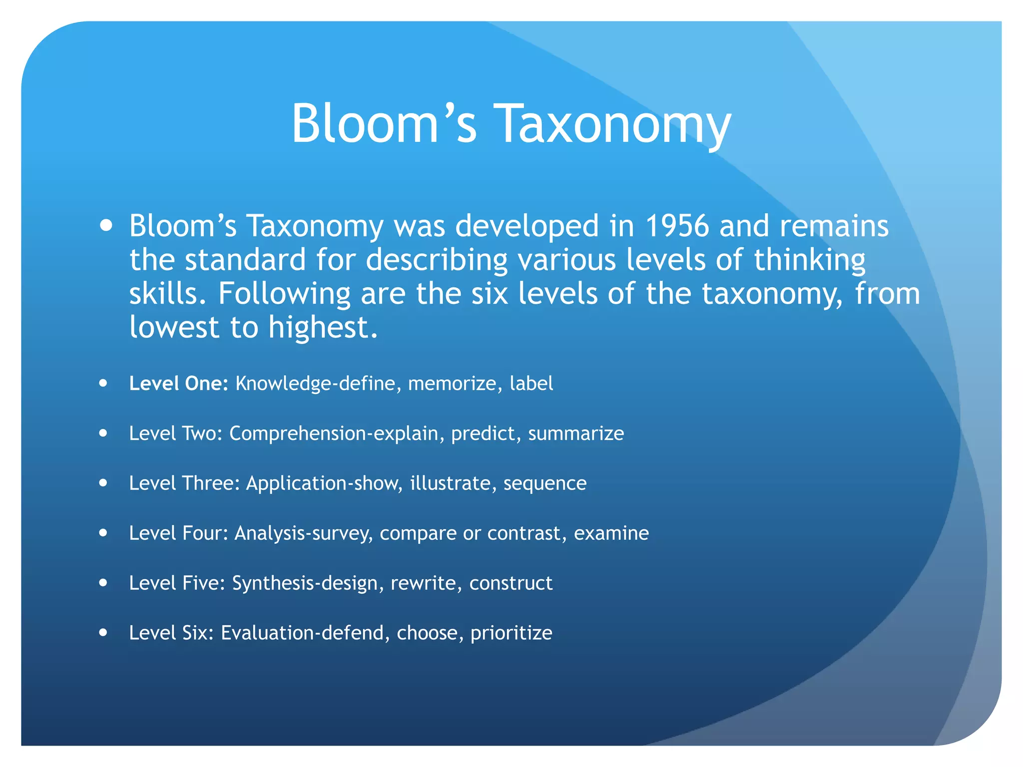 541 team b bloom's taxonomy | PPT