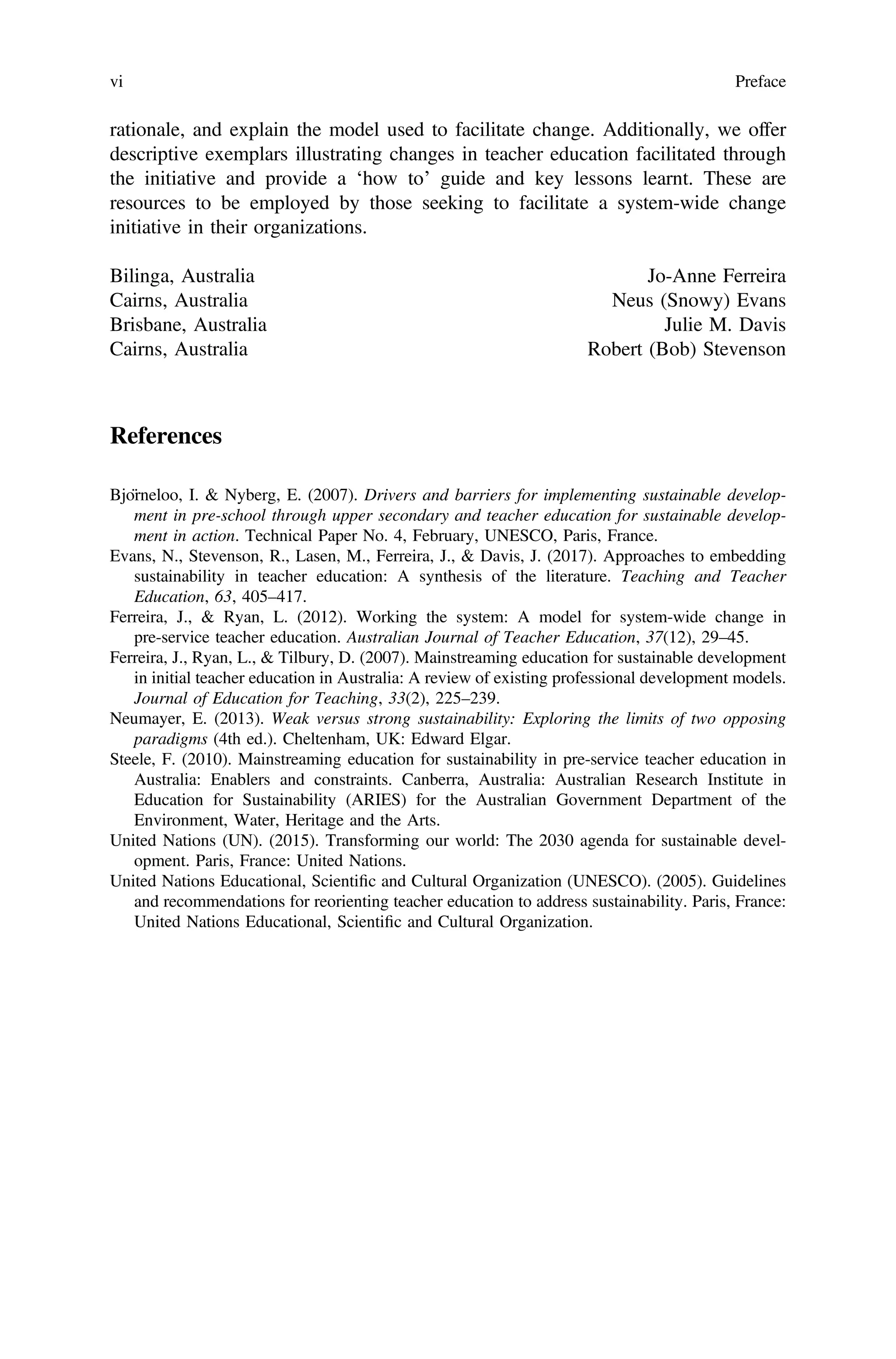 Learning to Embed Sustainability in Teacher Education Jo-Anne Ferreira | PDF