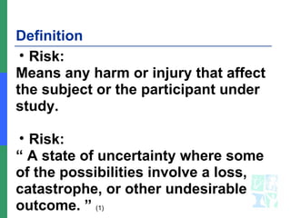 Benefits & Risks in Research Involving Human Particpants | PPT
