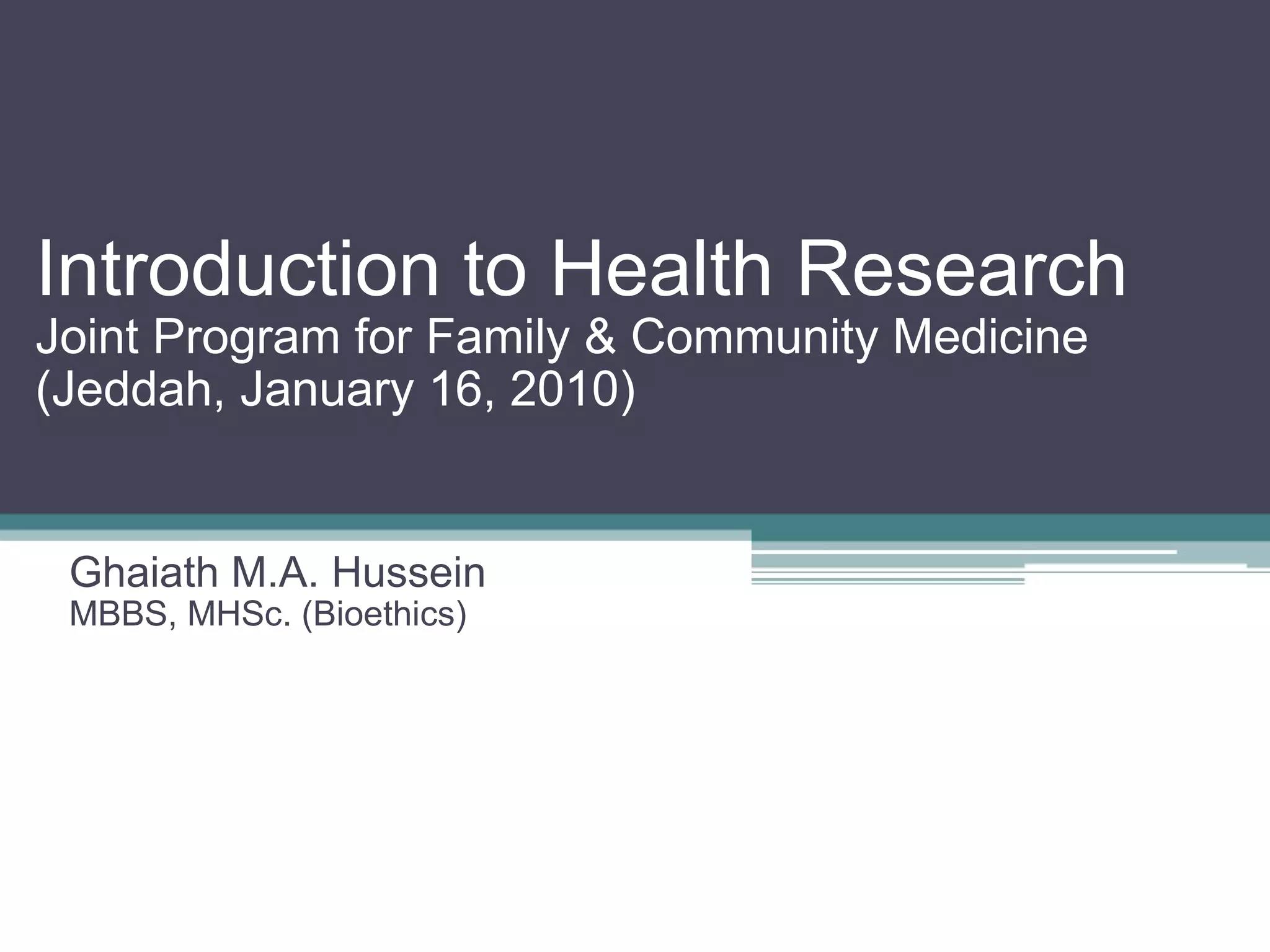 Introduction to Health Research | PPT