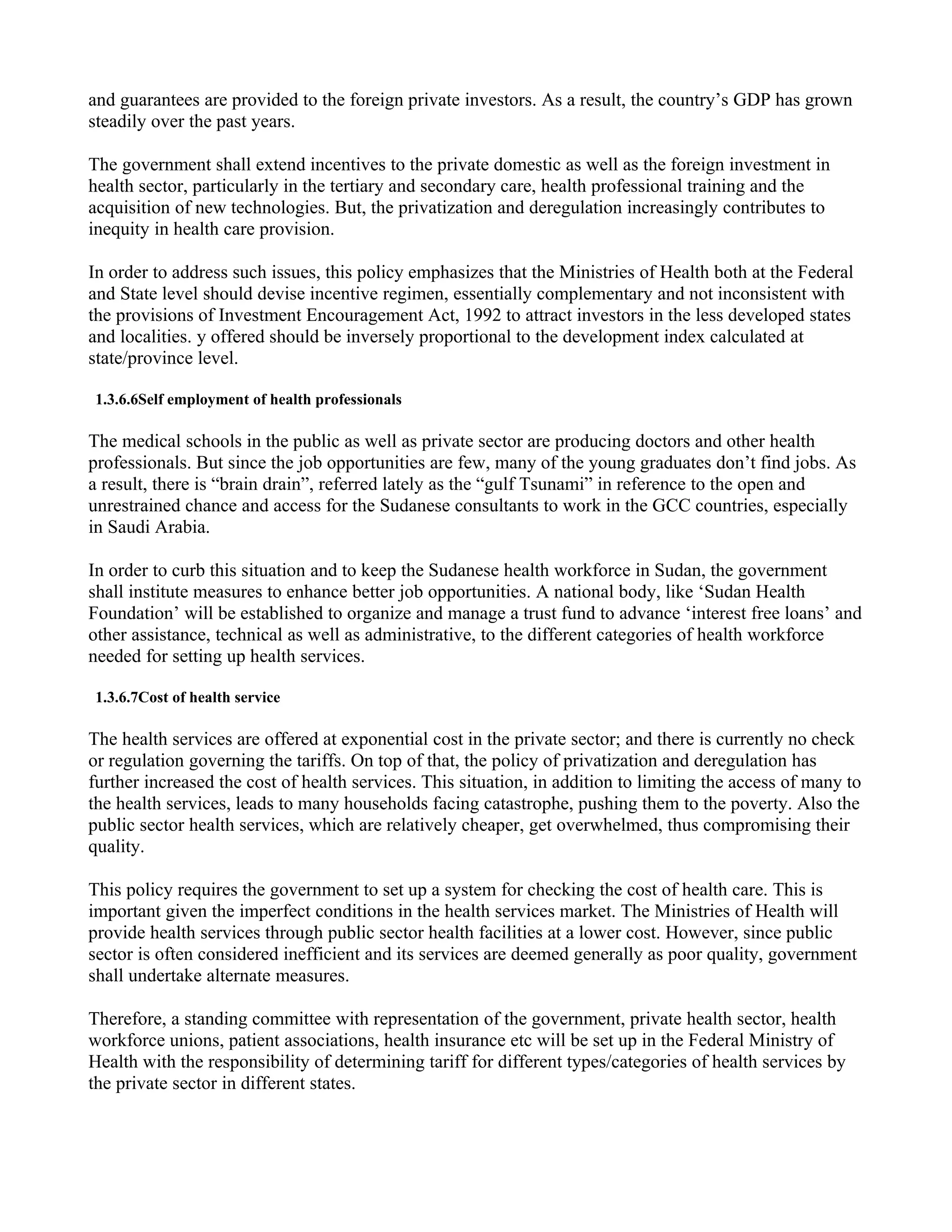 Policy - private health sector | DOC | Health Insurance | Insurance