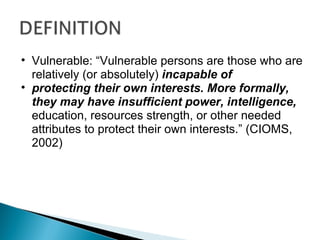Vulnerable People Definition