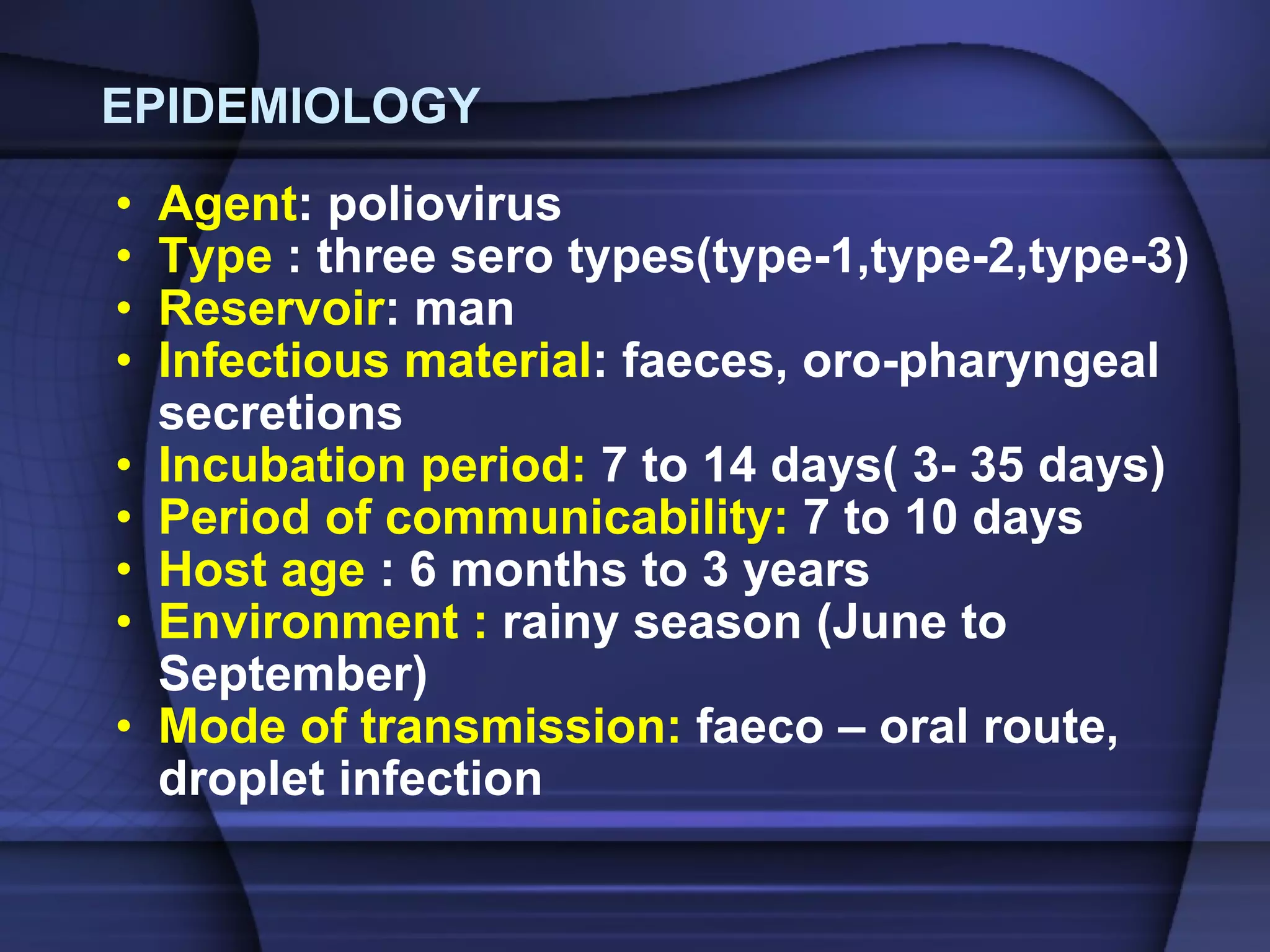 Epidemiology of Poliomyelitis | PPT