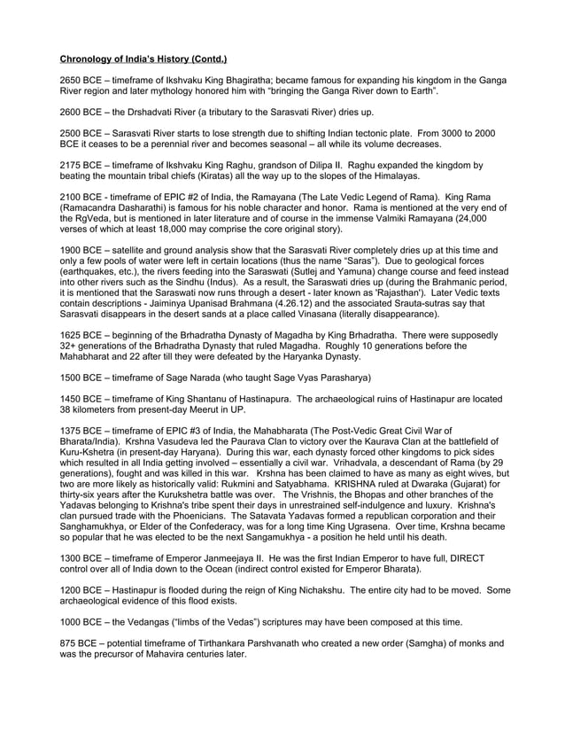 54248946 chronology-of-indian-history | DOC | Hinduism | Religion & Spirituality