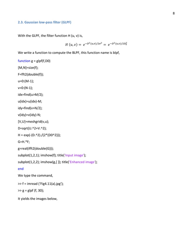 Digital image processing using matlab: filters (detail) | PDF