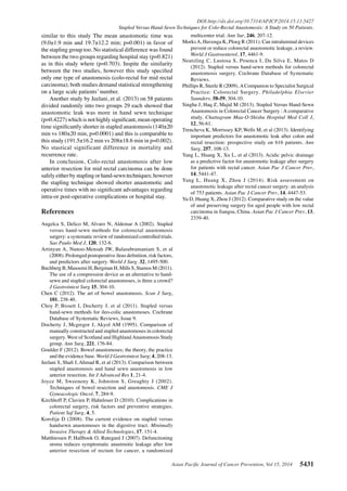 Evaluation of Stapled versus Hand-Sewn Techniques for Colo- Rectal ...