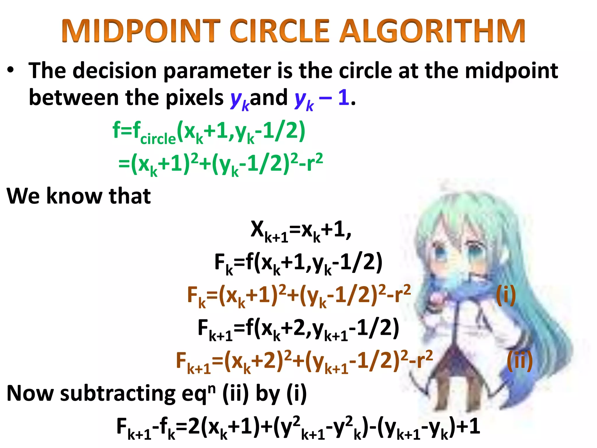 Mid-Point Cirle Drawing Algorithm | PPTX