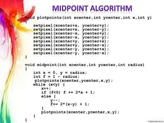 Mid-Point Cirle Drawing Algorithm | PPTX