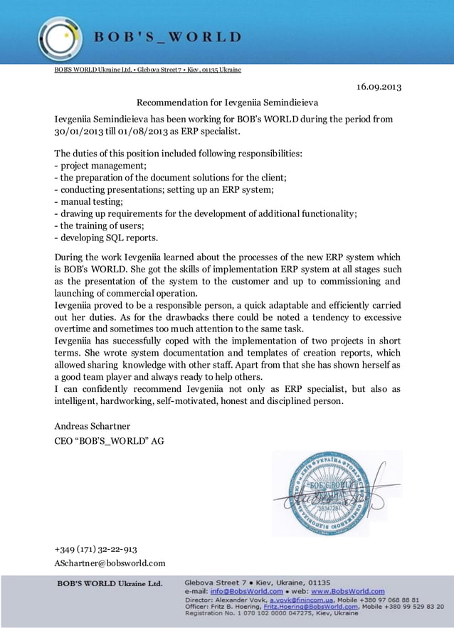 Recommendation letter | PDF