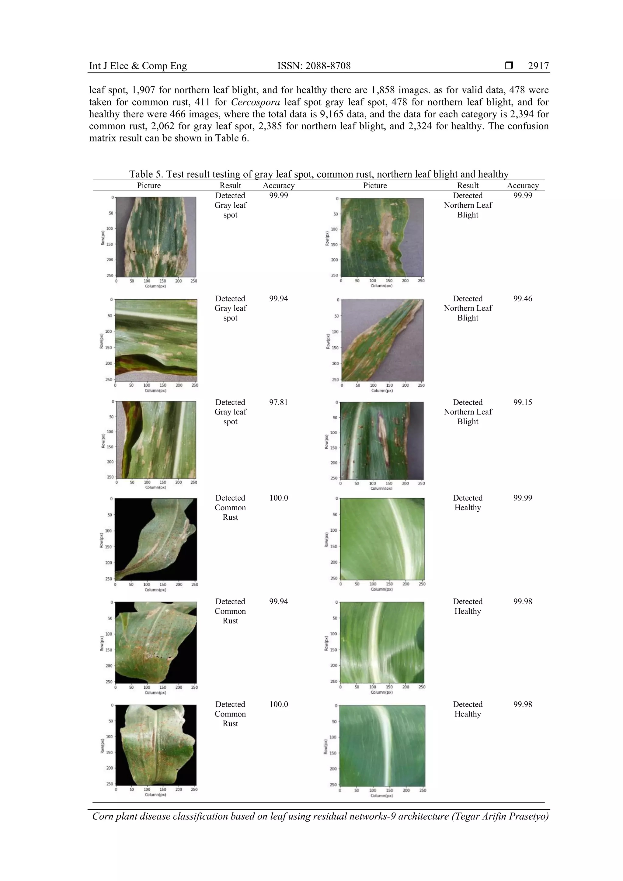Corn Plant Disease Classification Based On Leaf Using Residual Networks 9 Architecture Pdf