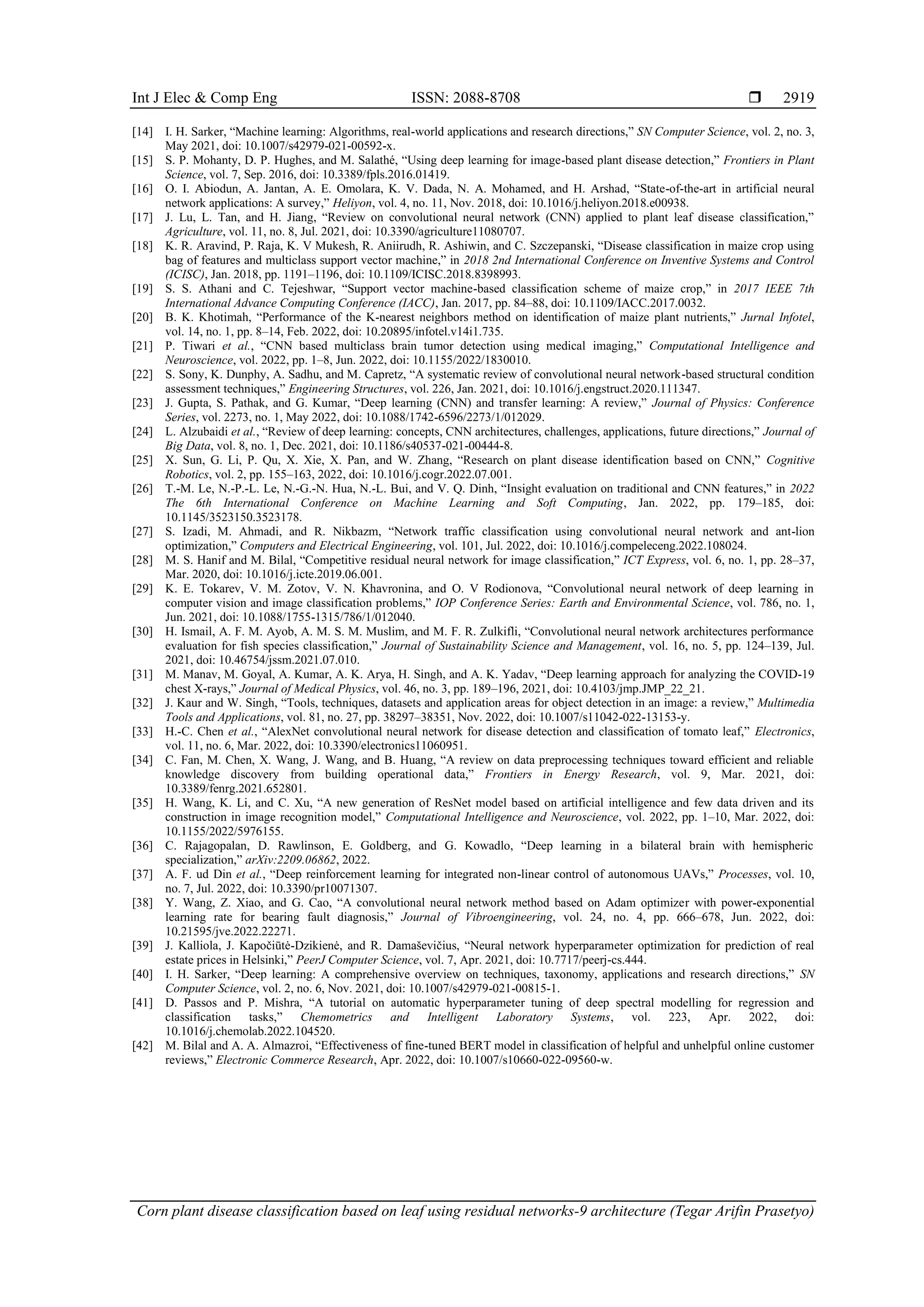 Corn plant disease classification based on leaf using residual networks-9 architecture | PDF