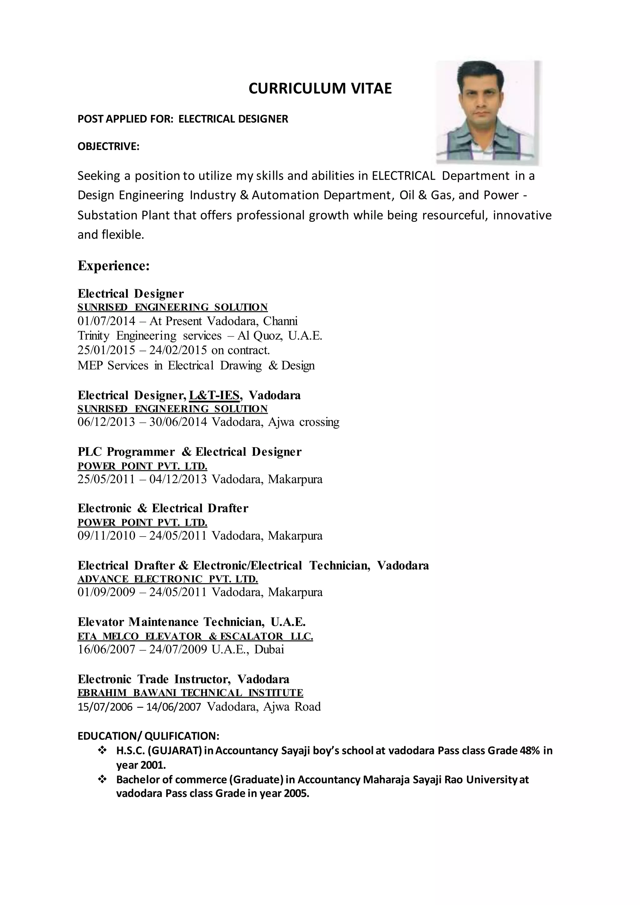 ABRAR ELECTRICAL DESIGNER | DOCX