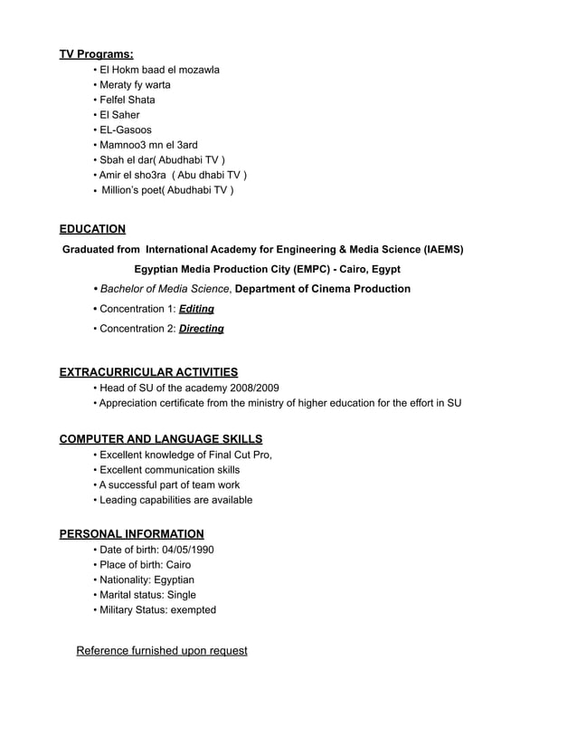 Ahmed Omaia C.V | PDF