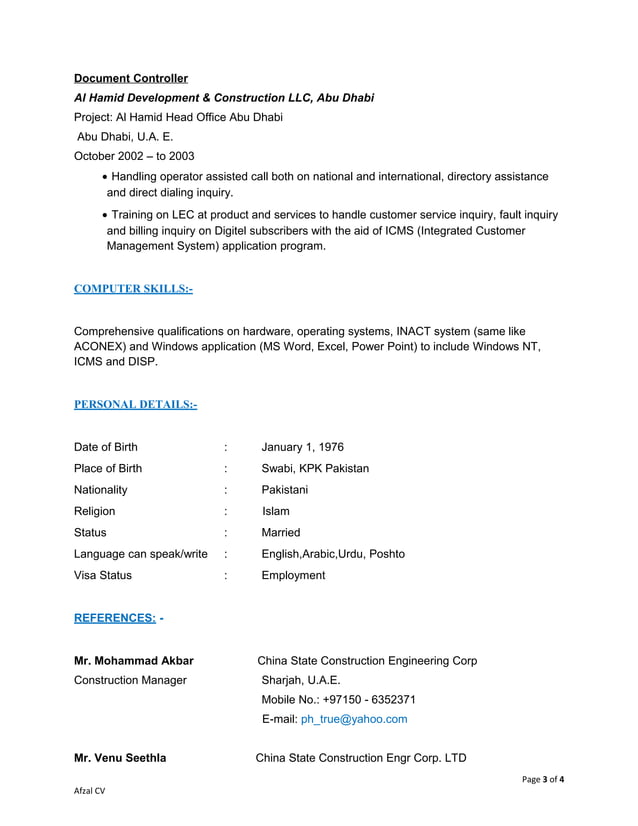 Afzal CV | DOC