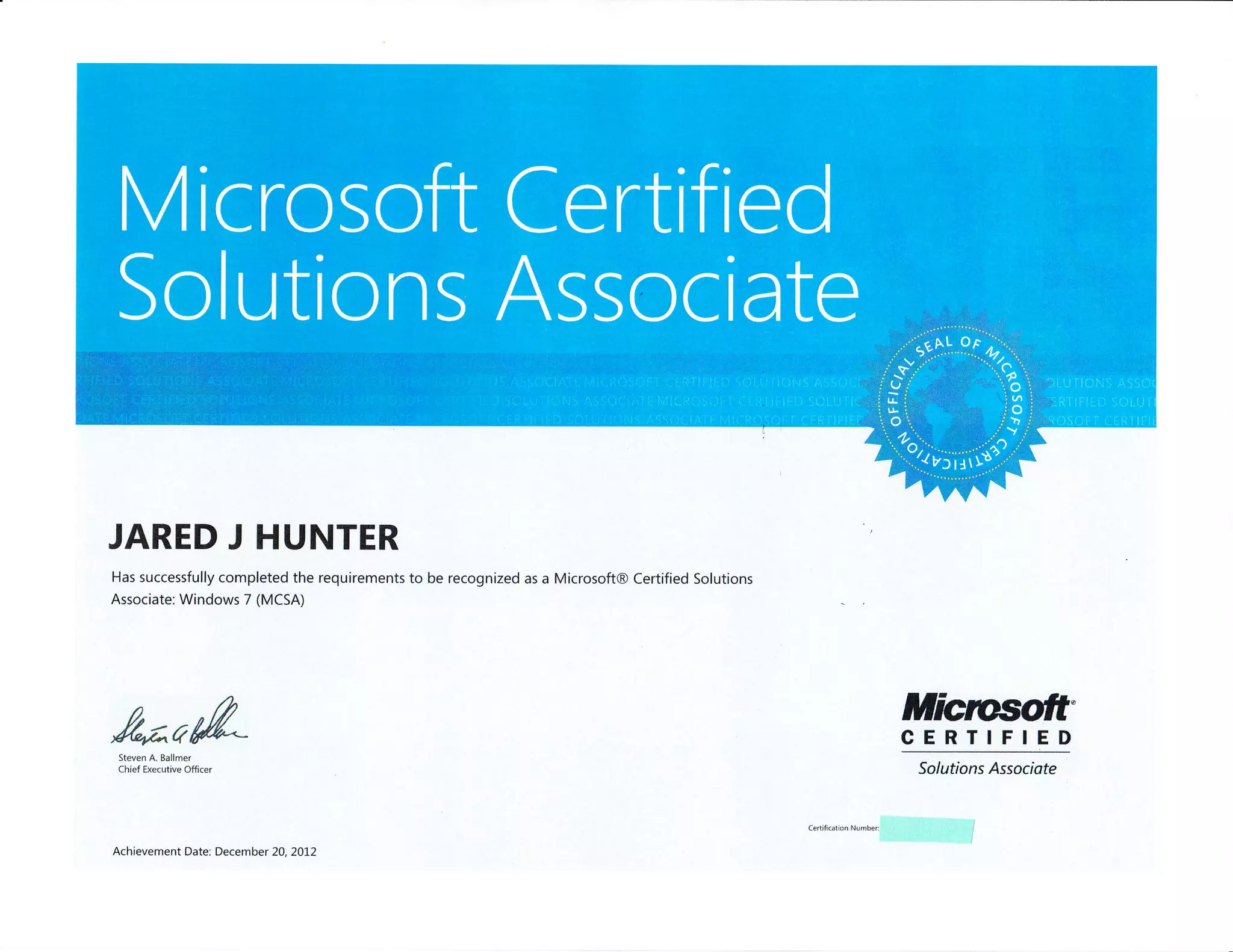 Microsoft Certified Solutions Associate - Redacted | PPT