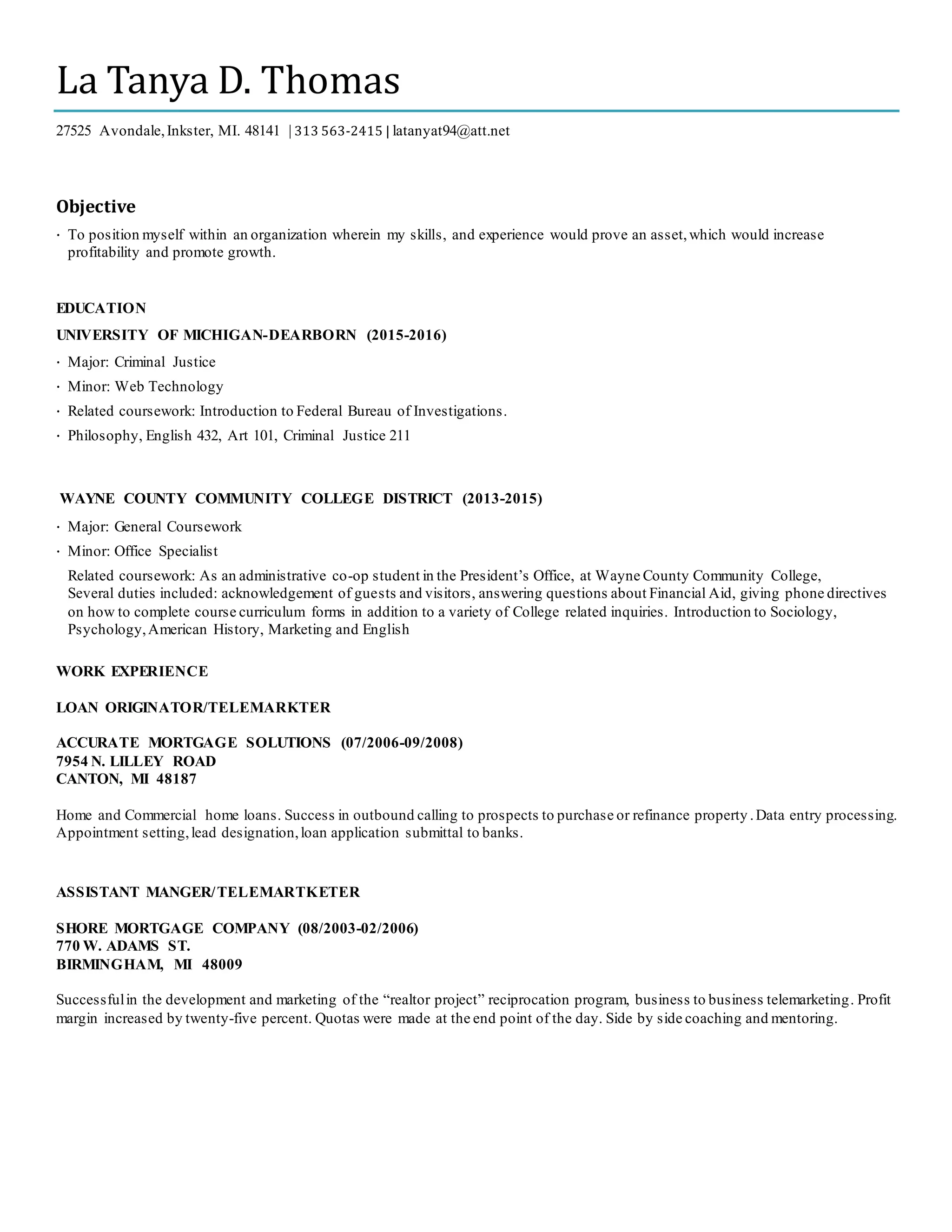 Resume. dox.(3) | DOCX | Business | Business and Finance