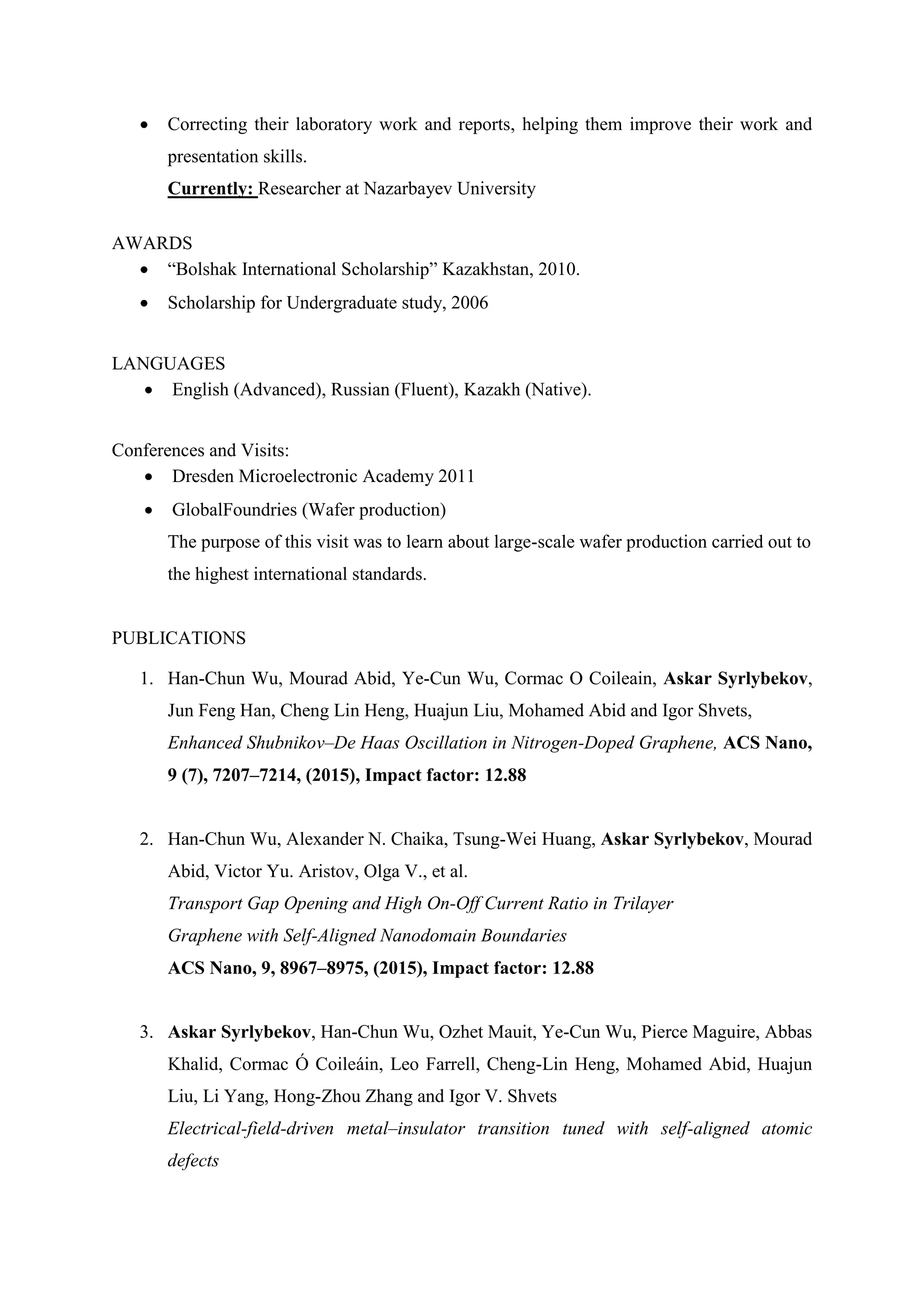 Askar Syrlybekov's updated CV | PDF