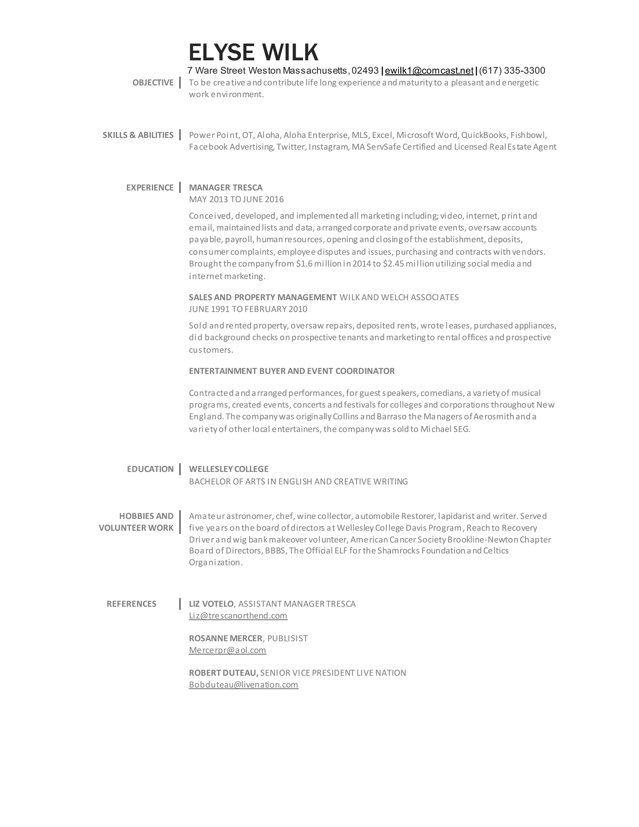 elysewilkresume2017 | PDF