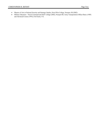 BENOIT RESUME (2014) | DOC | Defense Industry | Industries