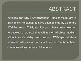 WIRELESS ATM BY SAIKIRAN PANJALA | PPT