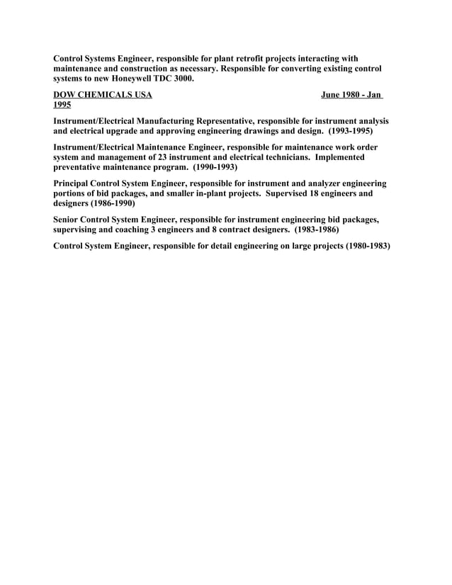 RESUME _2016 Rev (A1) | DOC | Manufacturing Industry | Industries